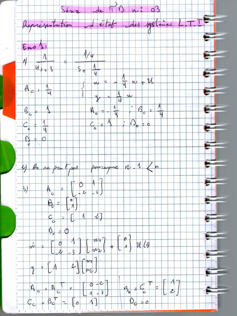 Solution Td3 Commande Des Systèmes Linéaires Pdf