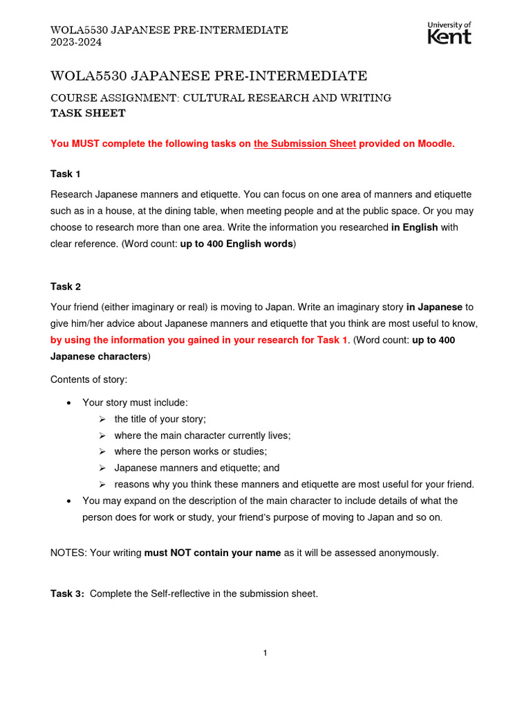 Japanese Manners Research Assignment | PDF | Citation | Japanese Language