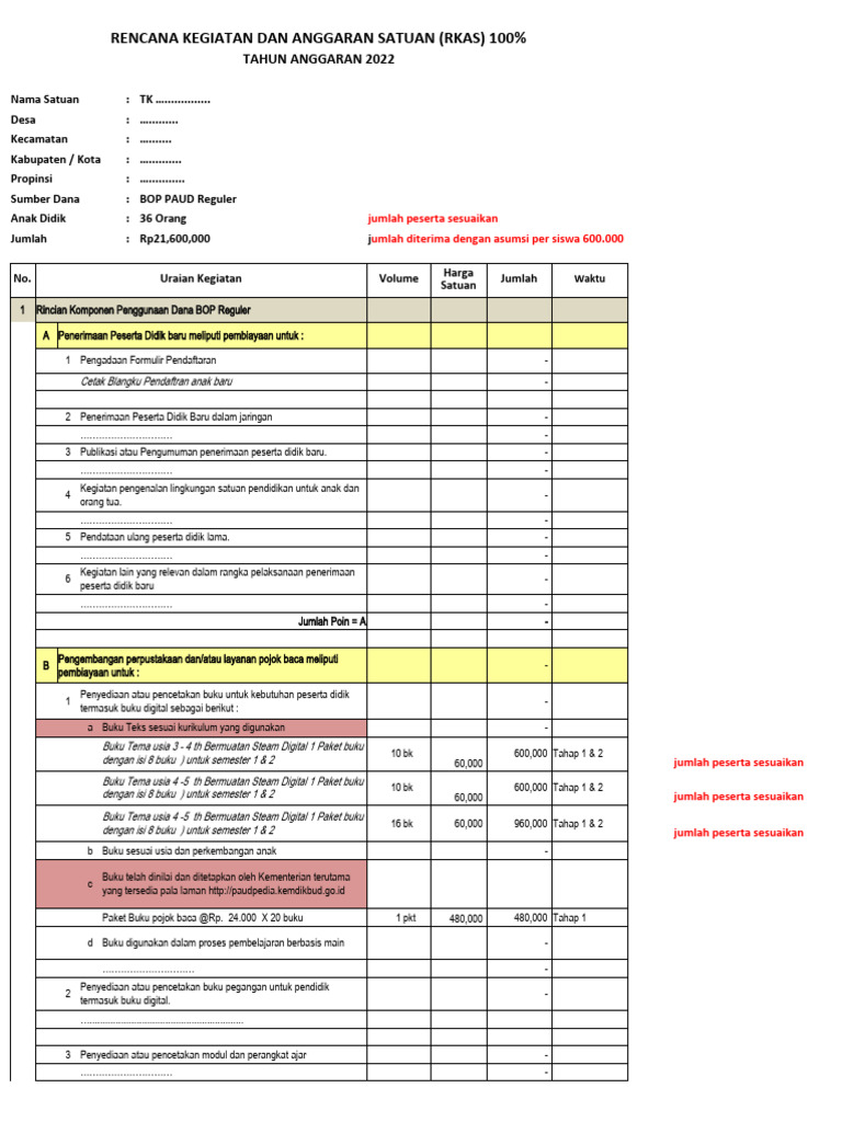 Contoh Rkas Bop TK Paud 22 | PDF