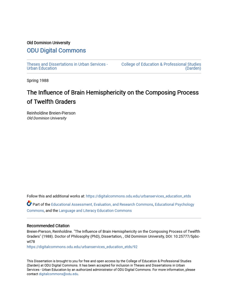 The Influence of Brain Hemisphericity On The Composing Process of | PDF