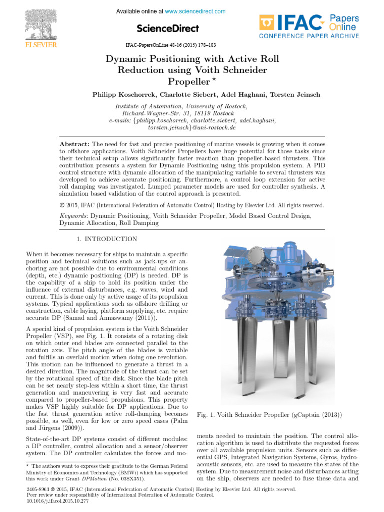Dynamic Positioning With Active Roll Reduction Using Voith Schneider ...