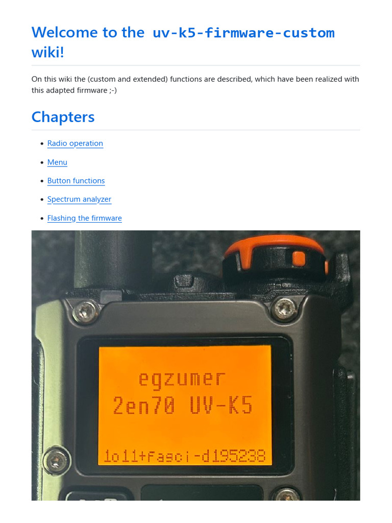 UV-K5 Custom Firmware Guide | PDF