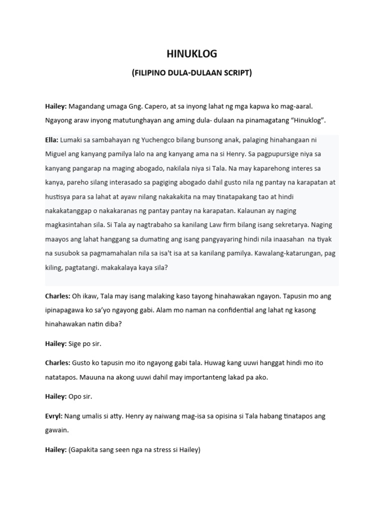 Filipino Dula Dulaan Script | PDF
