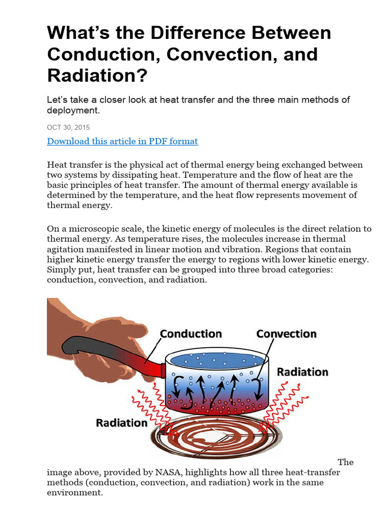 Conduction, Convection, and Radiation Explained | PDF | Heat Transfer | Thermal Conduction