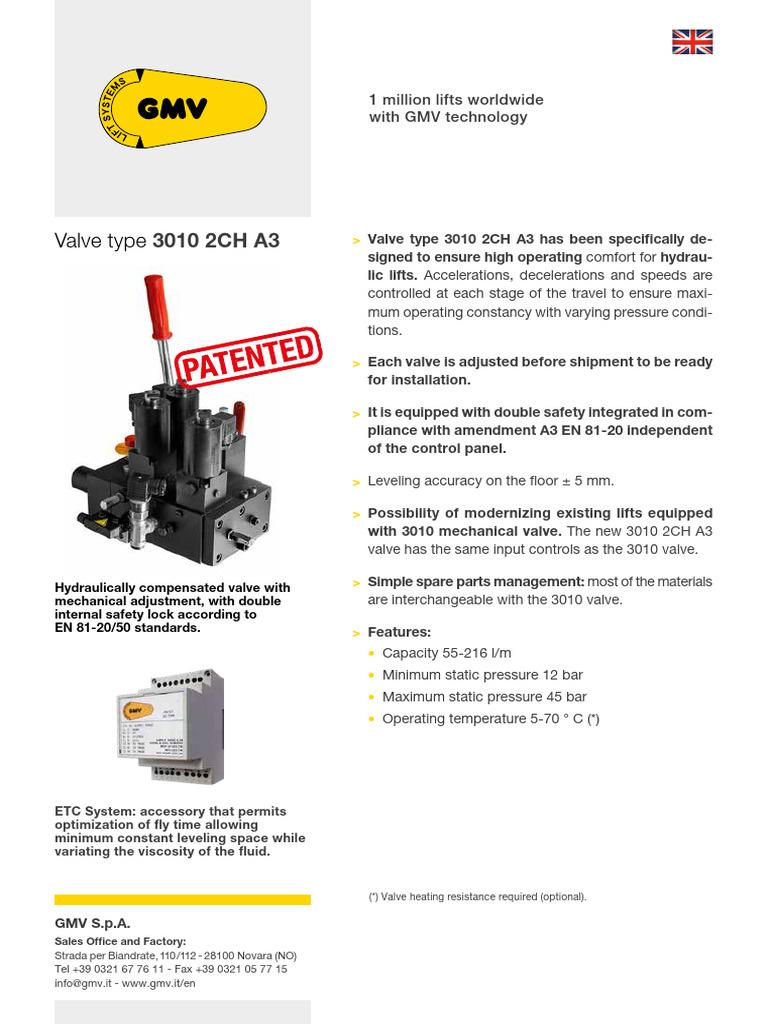 Valve Type 3010 2CH A3 | Download Free PDF | Valve | Elevator