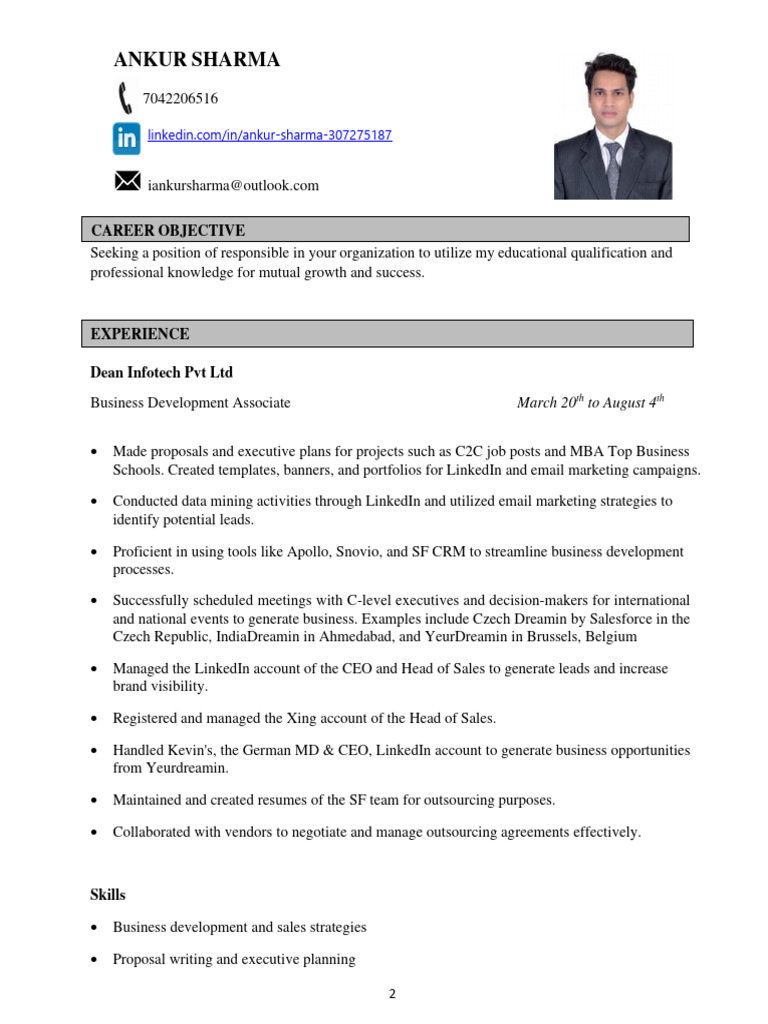 Ankur Sharma: Career Objective | PDF