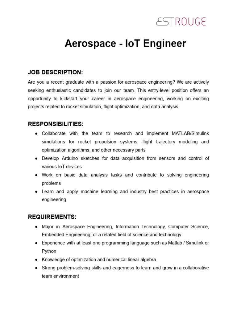 ER JD Aerospace IoT Engineer 2023 | PDF | Engineering | Mathematical ...