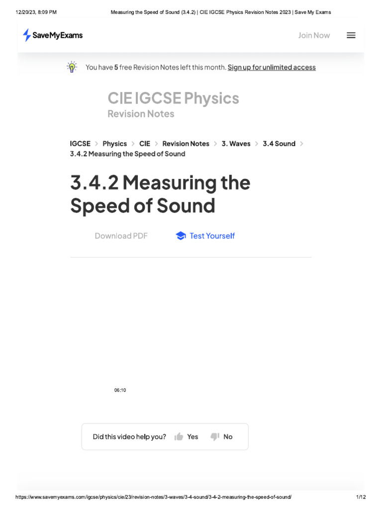 Measuring The Speed of Sound (3.4.2) - .. | PDF