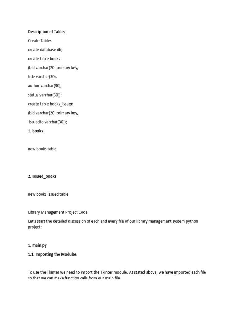 Description of Tables | PDF