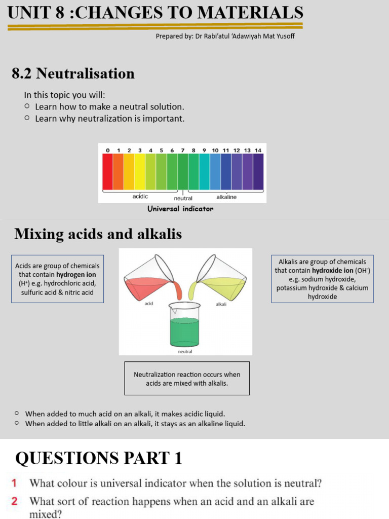 Unit 8.2 Neutralisation | PDF | Hydroxide | Acid