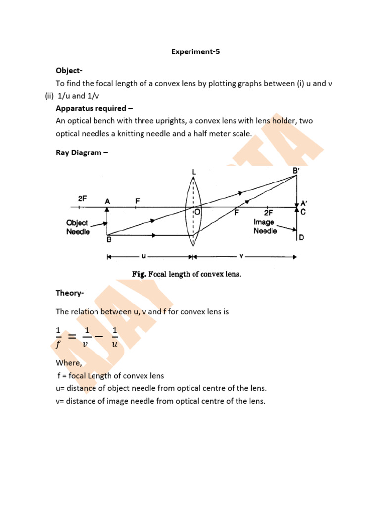 C - 12 - Exp - 5 - FOCAL LENGTH OF CONVEX LENS BY PLOTTING GRAPH (REFERENCE) | PDF