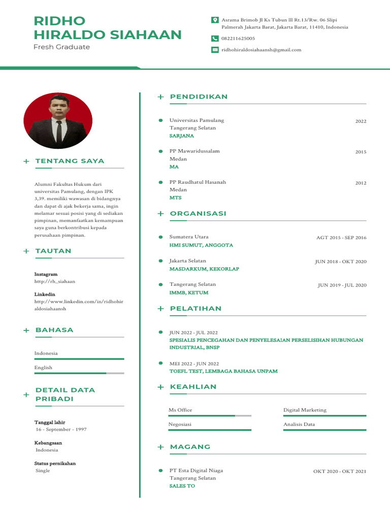 CV Ridho Hiraldo Siahaan | PDF