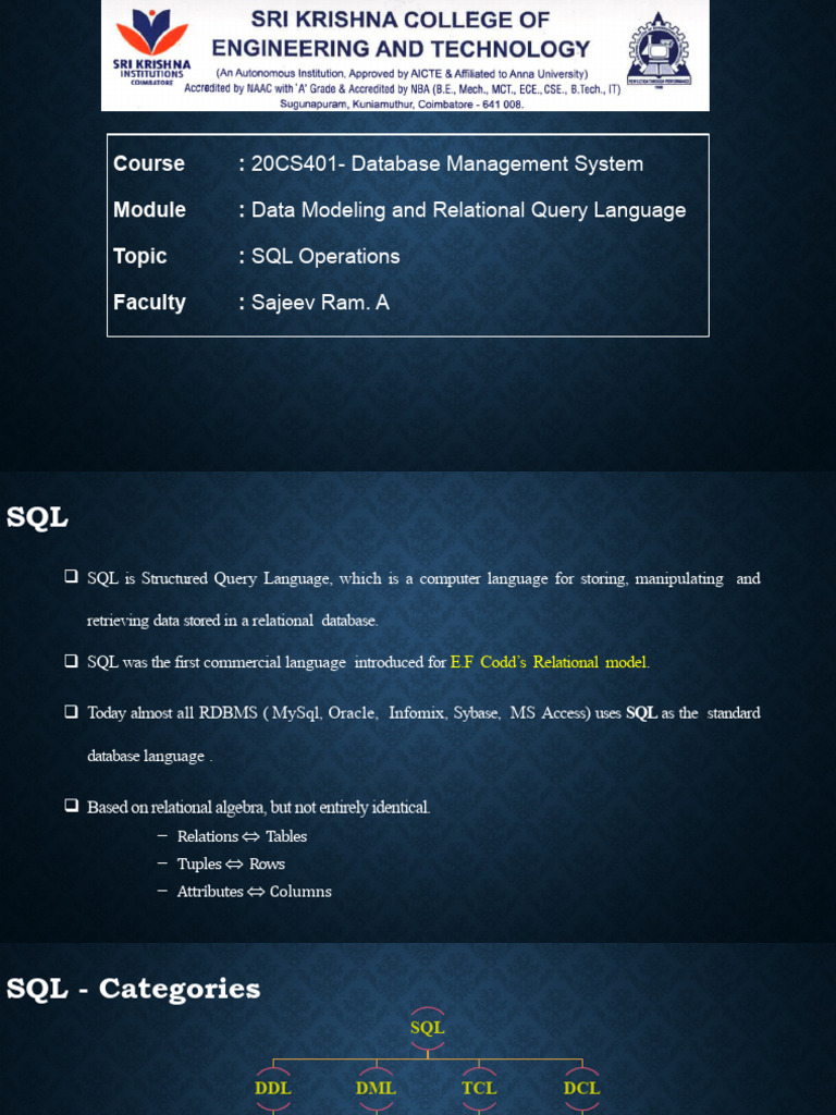 1.5. SQL Operations | PDF