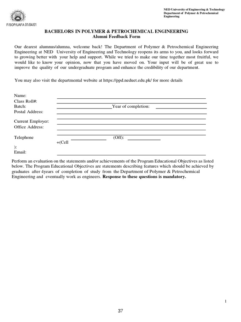 Alumni Survey Form Updated | PDF