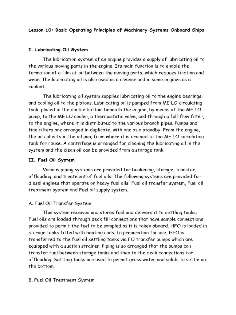 Lesson 10 Basic Operating Principles of Macinery Systems Onboard Ships ...