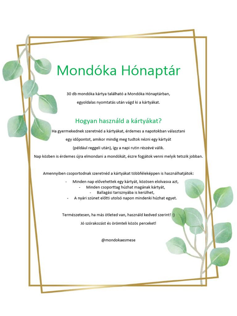 Mondóka Hónaptár | PDF