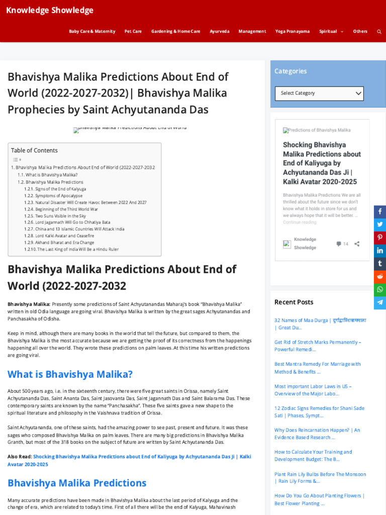 Bhavishya Malika Predictions About End of World (2022-2027-2032 ...