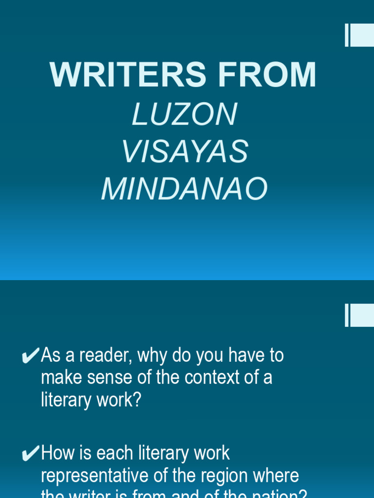 Literary Writers Frim Luzon Visayas and Mindanao | PDF
