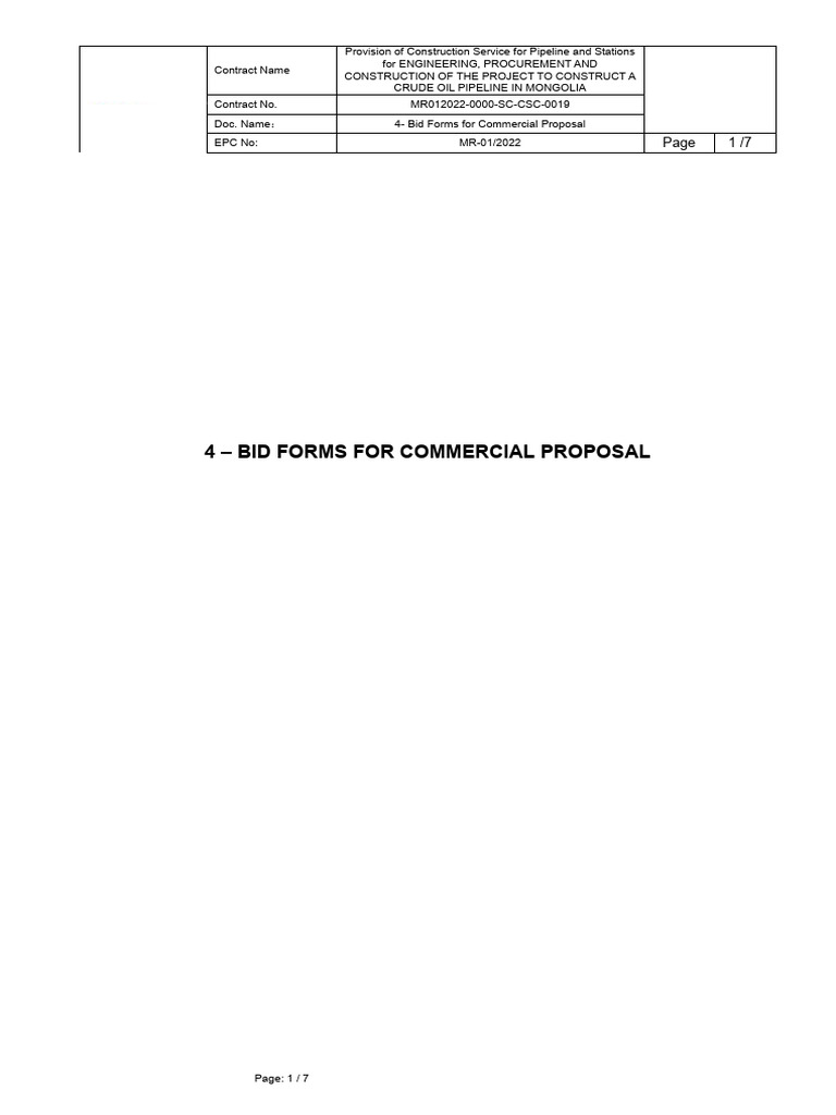 4 - Bid Forms For Commercial Proposal | PDF