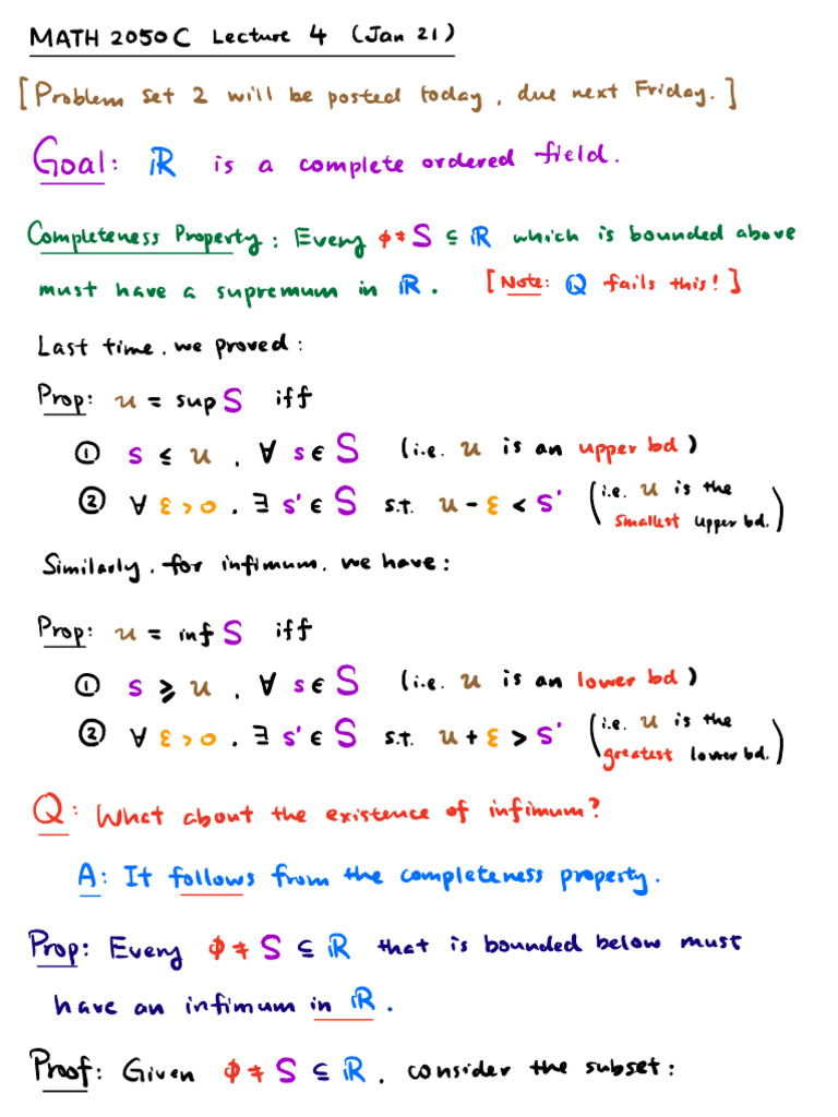 Completeness and Supremum in Math | PDF