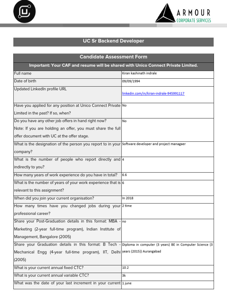 Backend Developer Assessment | PDF | Databases | Php