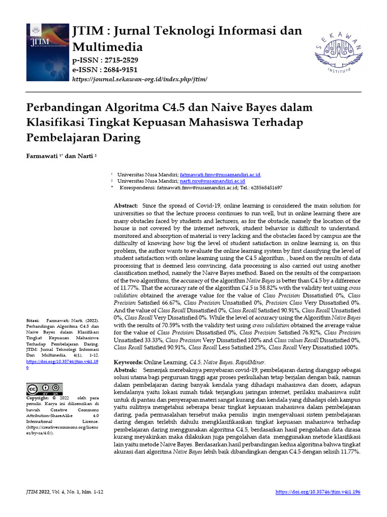 JTIM: Jurnal Teknologi Informasi Dan Multimedia | PDF