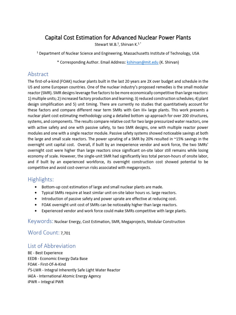 SMR Cost Final Draft Rev Clean | PDF | Pressurized Water Reactor ...