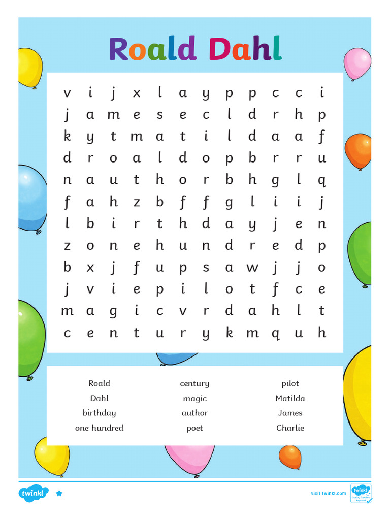Archroald Dahl Word Search | PDF