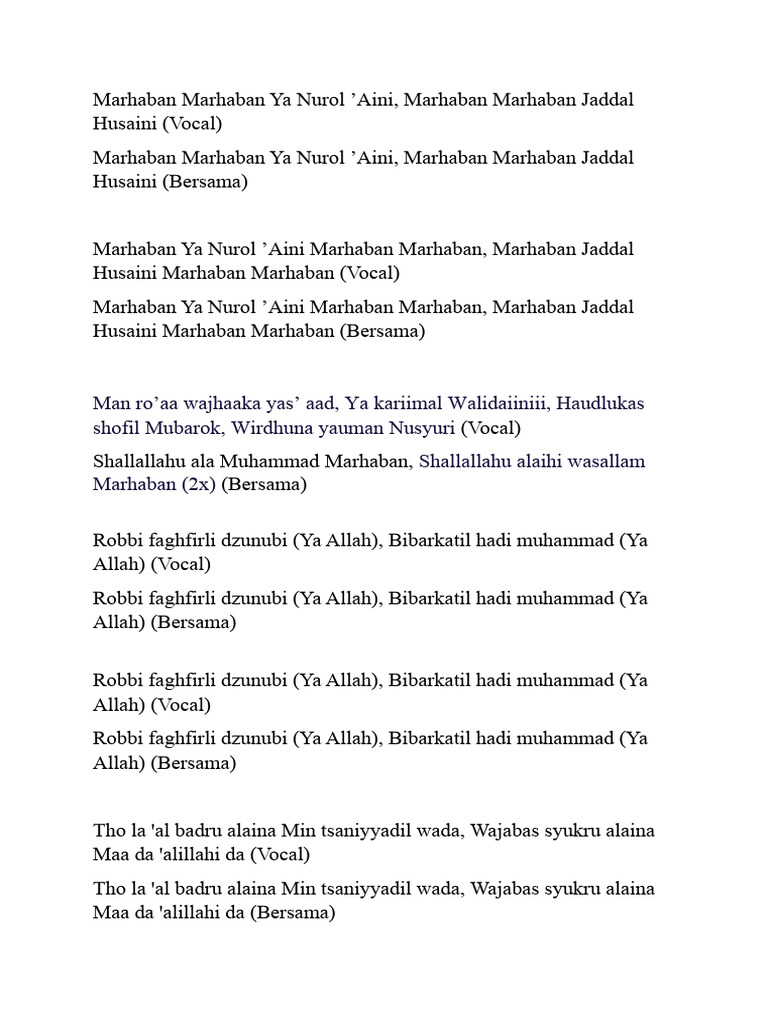 Islamic Nasheed Lyrics | PDF