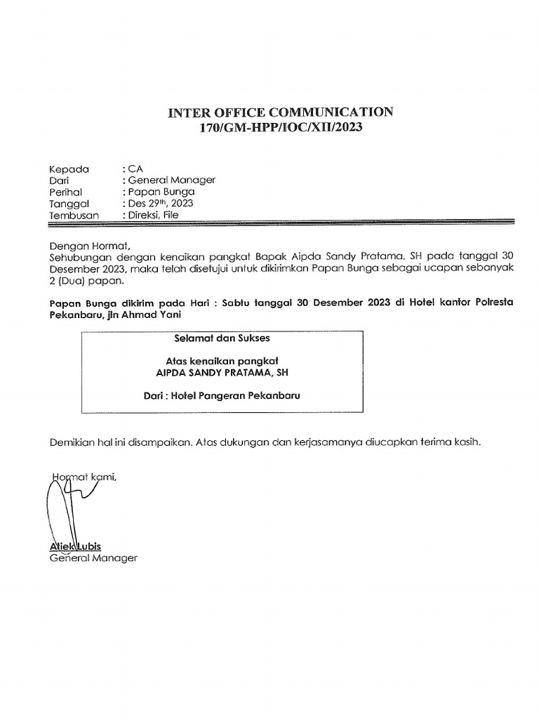 Contoh Permohonan Karangan Bunga | PDF