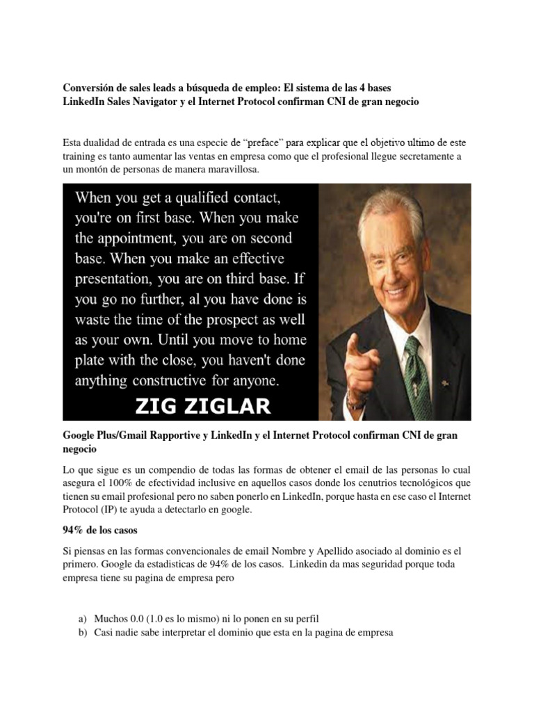 Modulo 6 El Sistema de 4 Bases de Ziglar Acelerado en La Busqueda de Negocio Jose Manuel Morales ...