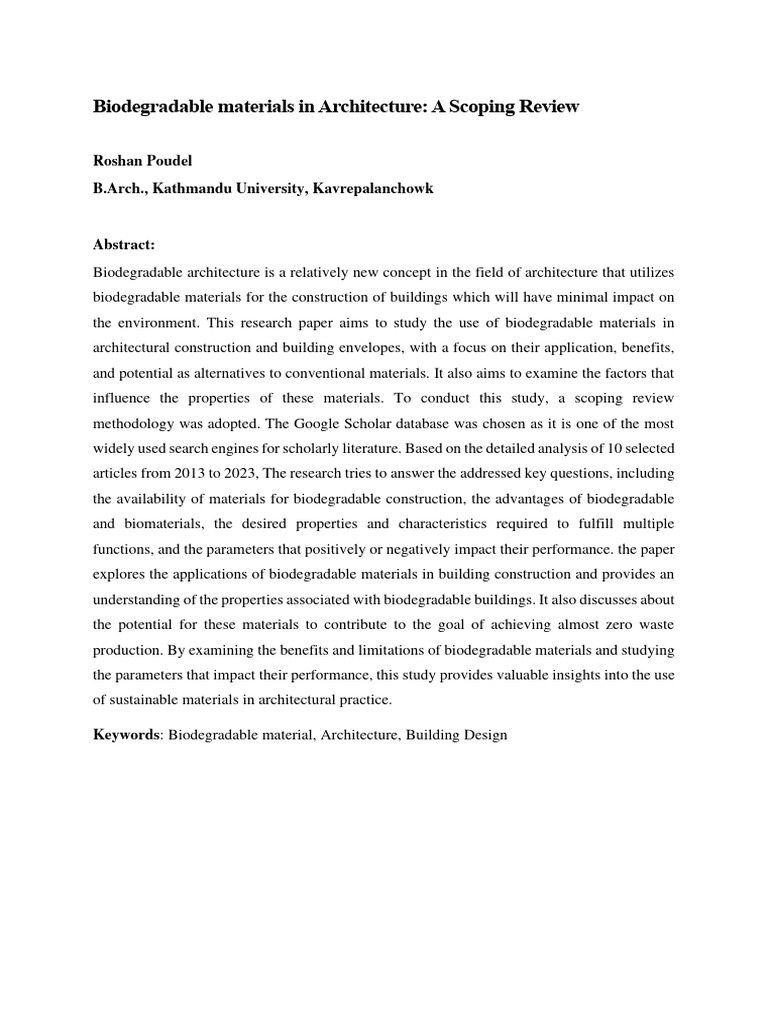 Biodegradable Materials in Architecture | PDF | Biodegradation ...