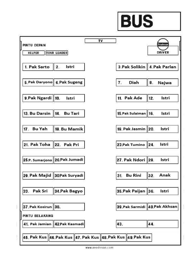 Denah Kursi Bus | PDF
