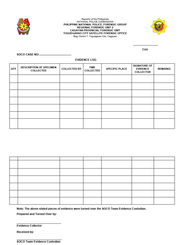 Landscape Format of SOCO Forms | PDF