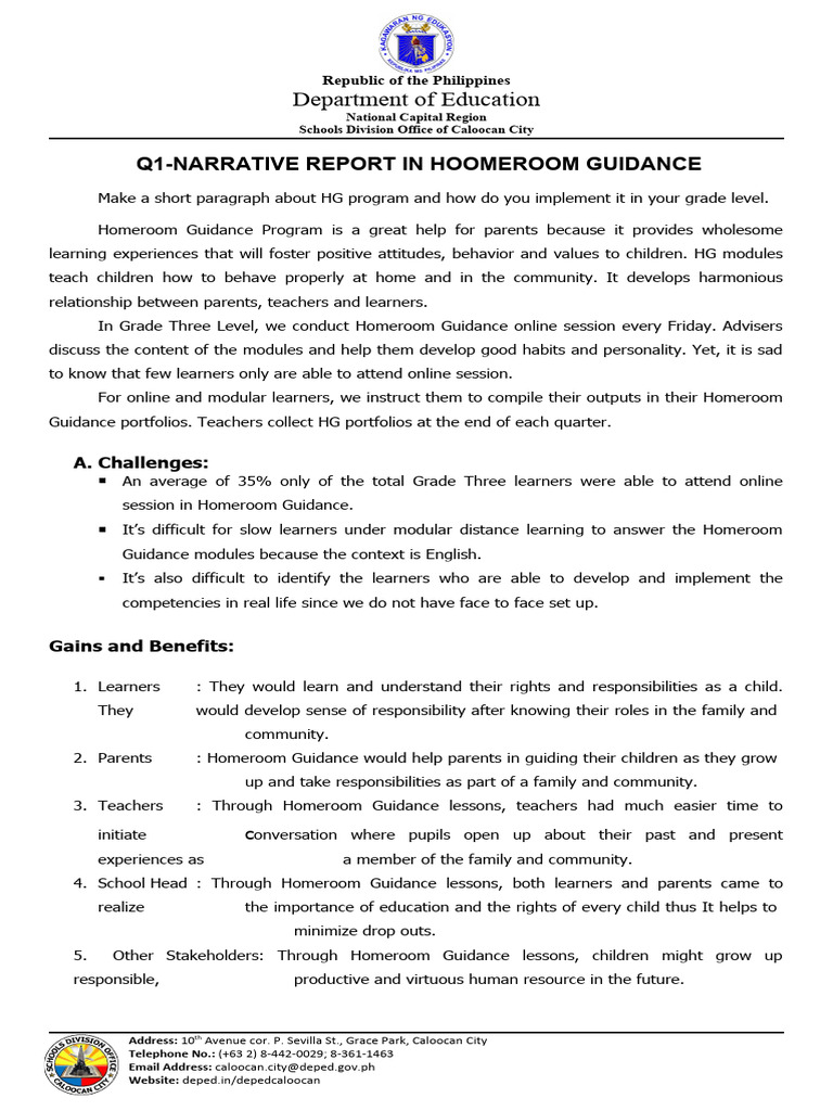 G3 HG Narrative Report | PDF | Learning | Cognitive Science