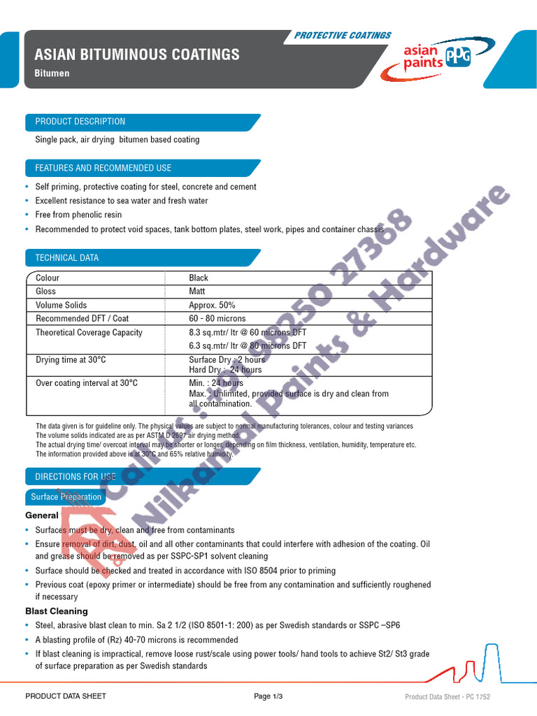 PC 1752 - Asian Bituminous Coatings | PDF | Paint | Coating