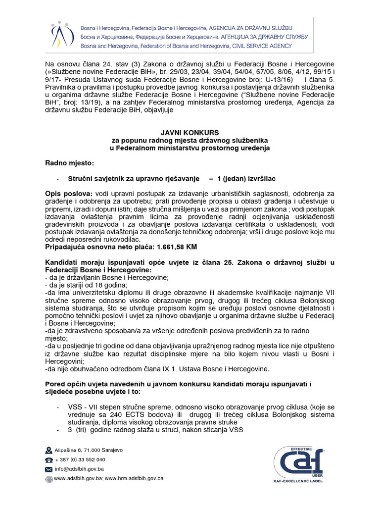 Tekst Javnog Konkursa | PDF