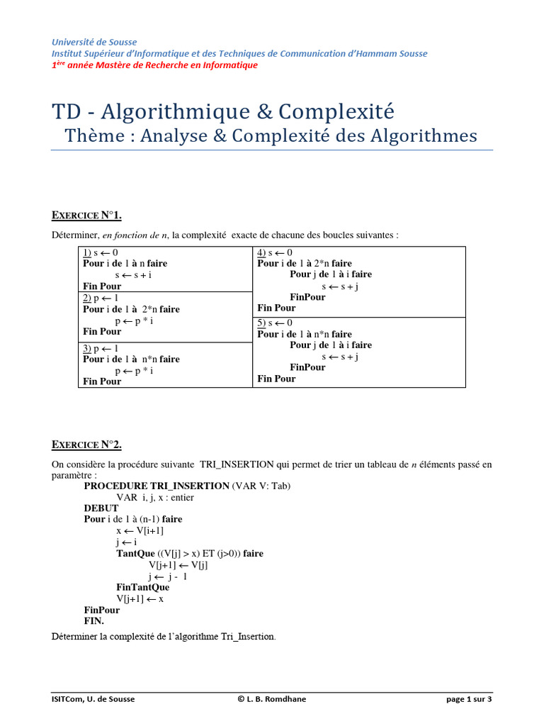MRID1 TD Complexite | PDF
