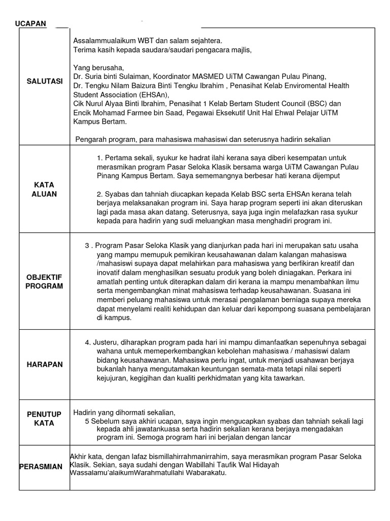 Ucapan Perasmi | PDF