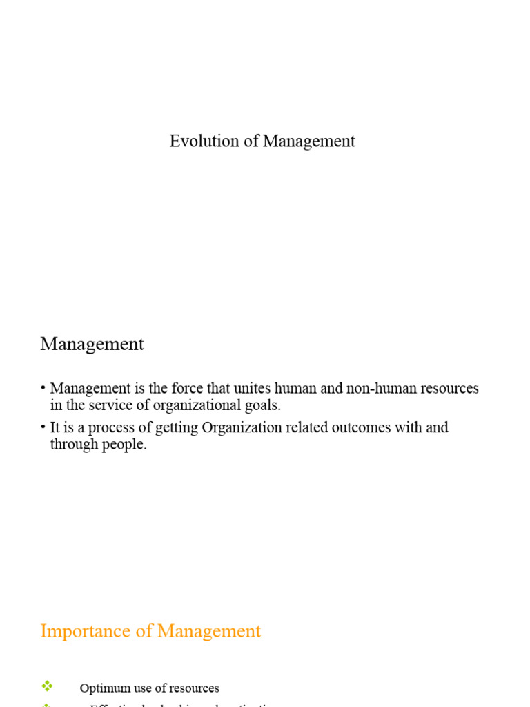 1.evolution of Management Thoughts | PDF