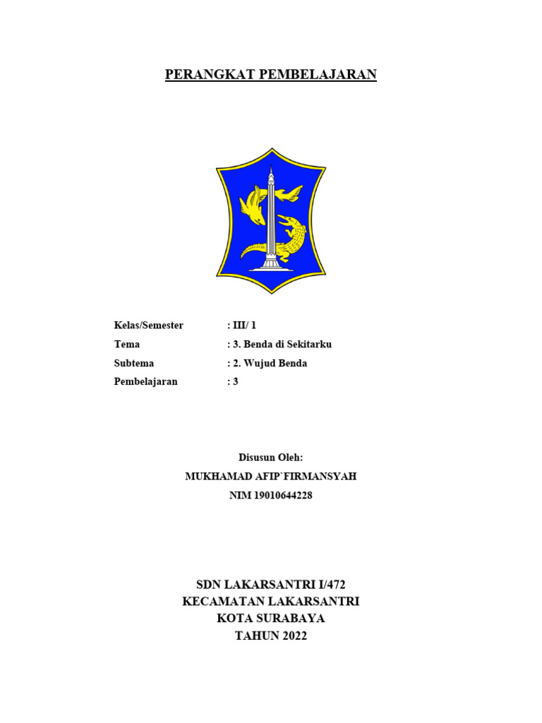 RPP Kelas 3: Wujud Benda | PDF