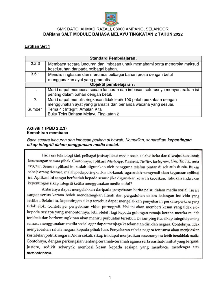 DARians SALT MODULE BM T2 2022 | PDF