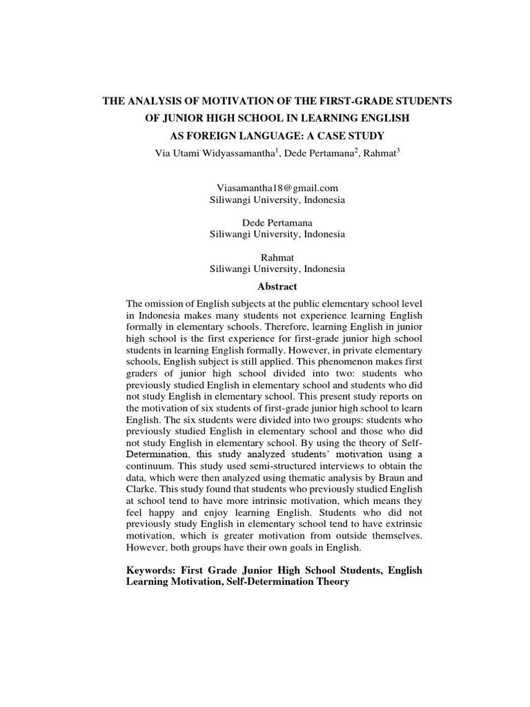 Junior High Students' English Motivation | PDF | Motivation | Motivational