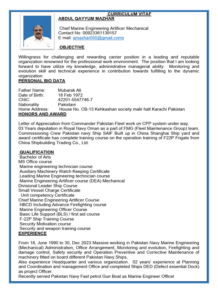Abdul Qayyum Mazhar CV-9 | PDF | Career & Growth | Business