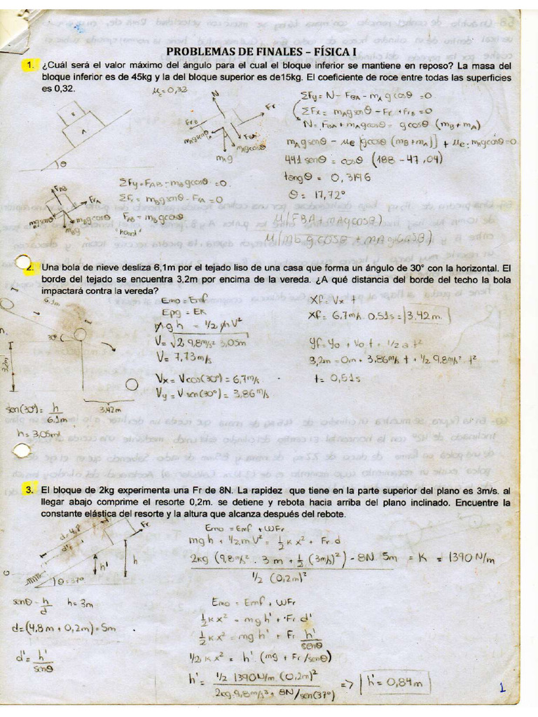 Problemas de Finales Física 1 - Resueltos | PDF