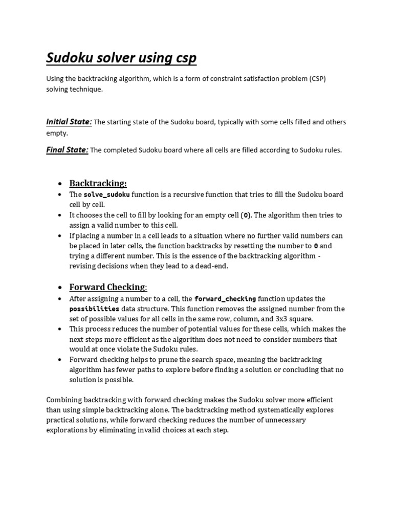 Sudoku Solver Using CSP | PDF