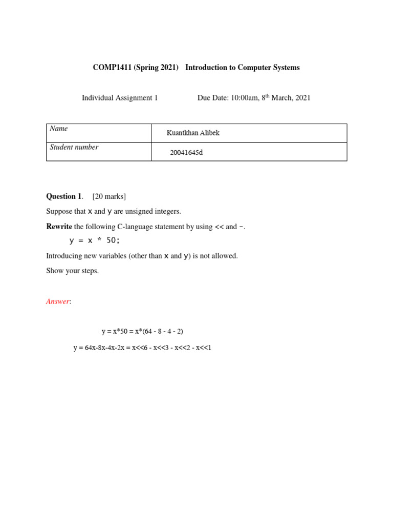 Comp1411 Assign1 | PDF