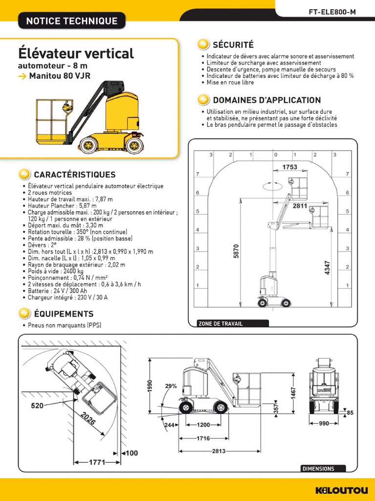 Kiloutou-Fiche Technique-Ele800 FT 02 Manitou 80 Vjr-L040lybu55hu7yoa0gri | PDF