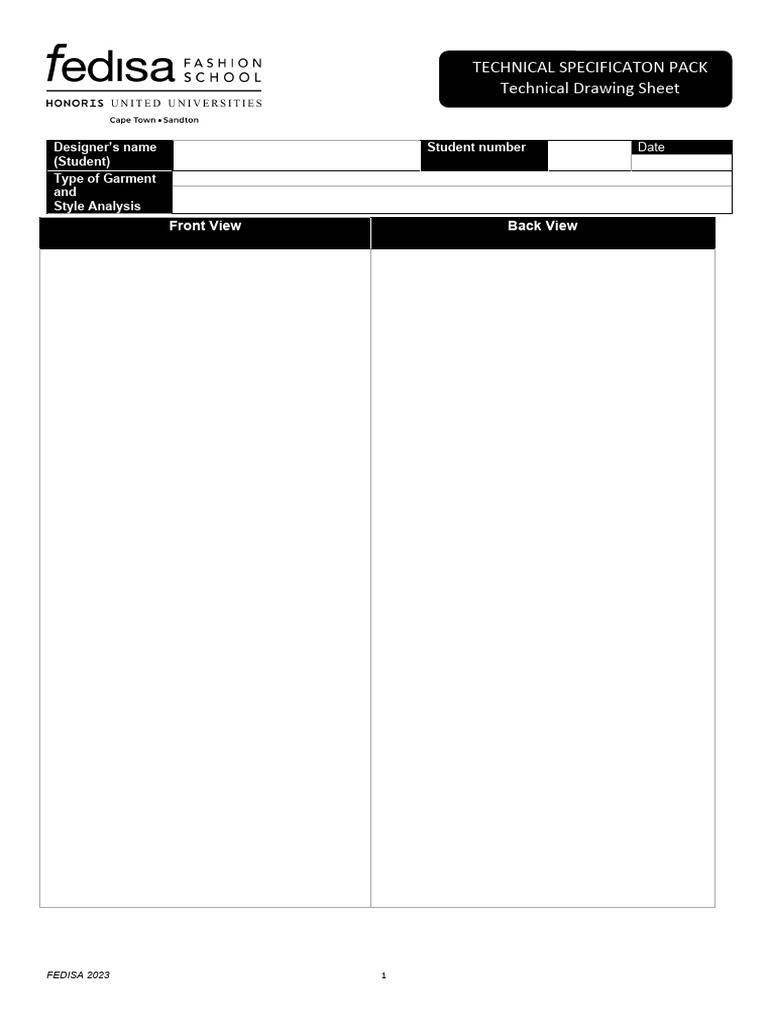Technical Specification Pack Template 2023 | PDF