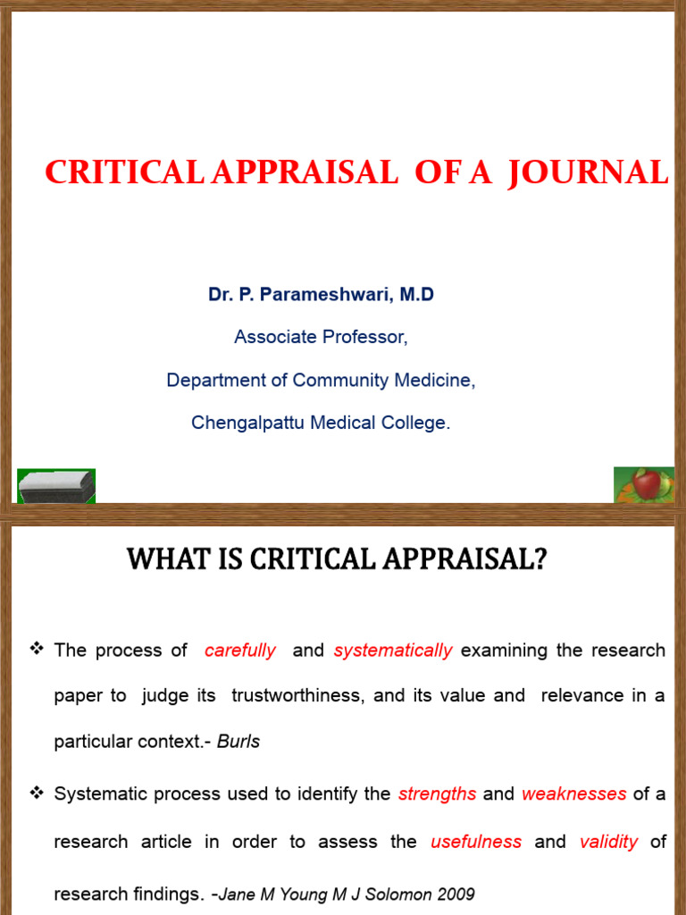 Critical Appraisal 13.7.2023 | PDF | Systematic Review | Meta Analysis